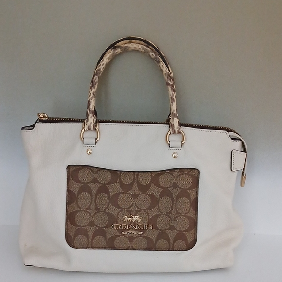 Coach | Bags | Coach Emma Satchel With Snakeskin Print Handles | Poshmark